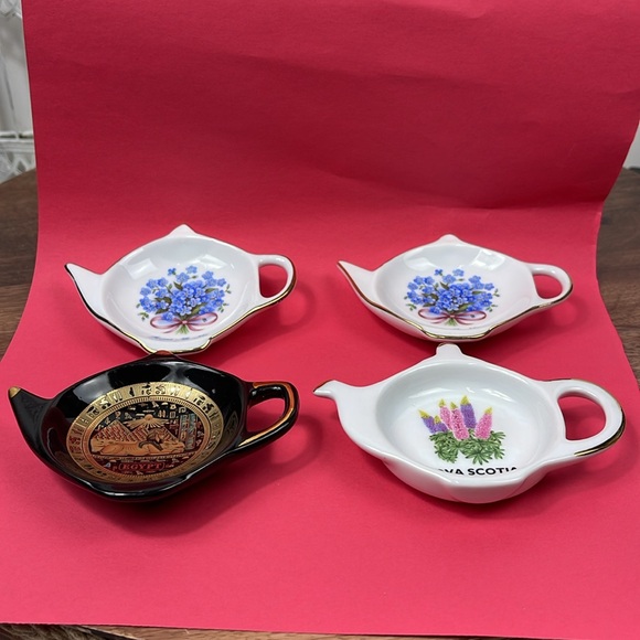 Dining | Vintage Tea Bag Restfloral And Souvenir Teapot Shape4pcs ...